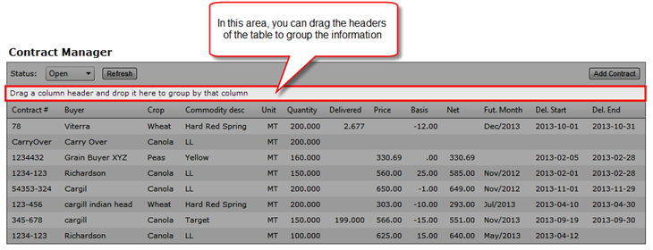 Group Sort Filter And Customize Contracts Agri Data Solution