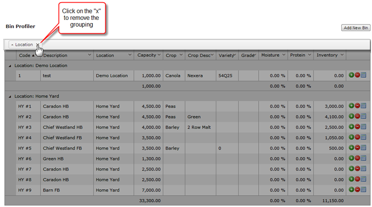 Group, Sort, Filter, and Customize Bins - Agri-Data Solution