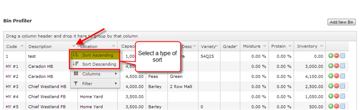 Group, Sort, Filter, and Customize Bins - Agri-Data Solution
