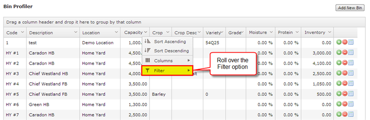 Group Sort Filter And Customize Bins Agri Data Solution