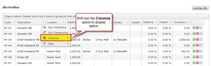 Group, Sort, Filter, and Customize Bins - Agri-Data Solution